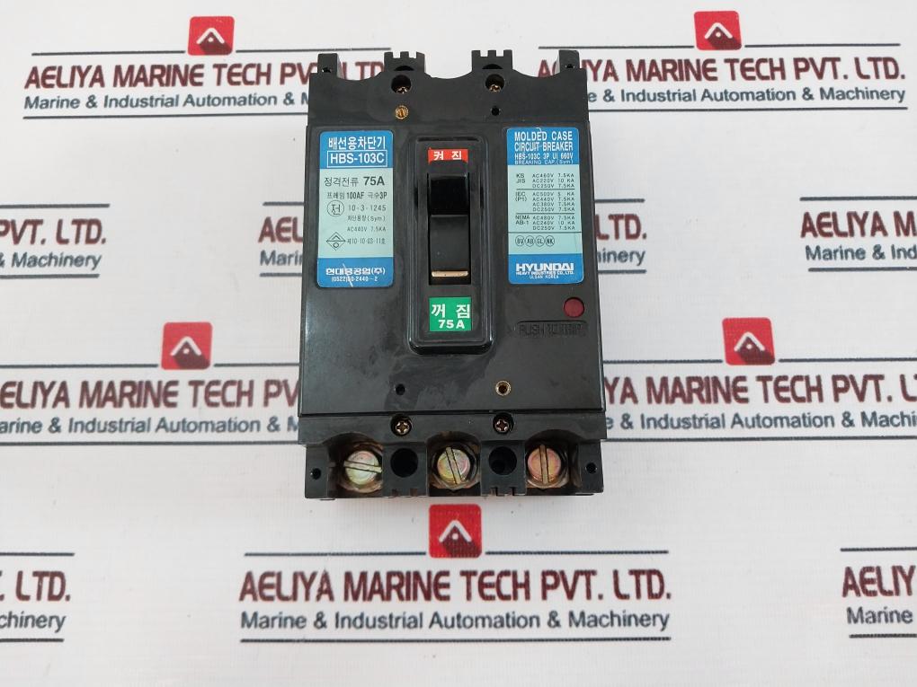 Hyundai Hbs-103C 3 Pole Molded Case Circuit Breaker 75A 660V – Aeliya Marine Tech®