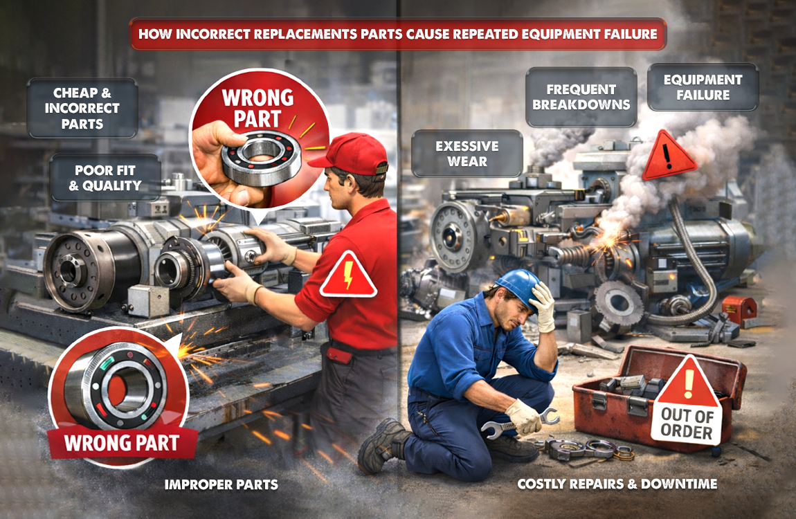 How Incorrect Replacement Parts Cause Repeated Equipment Failures?