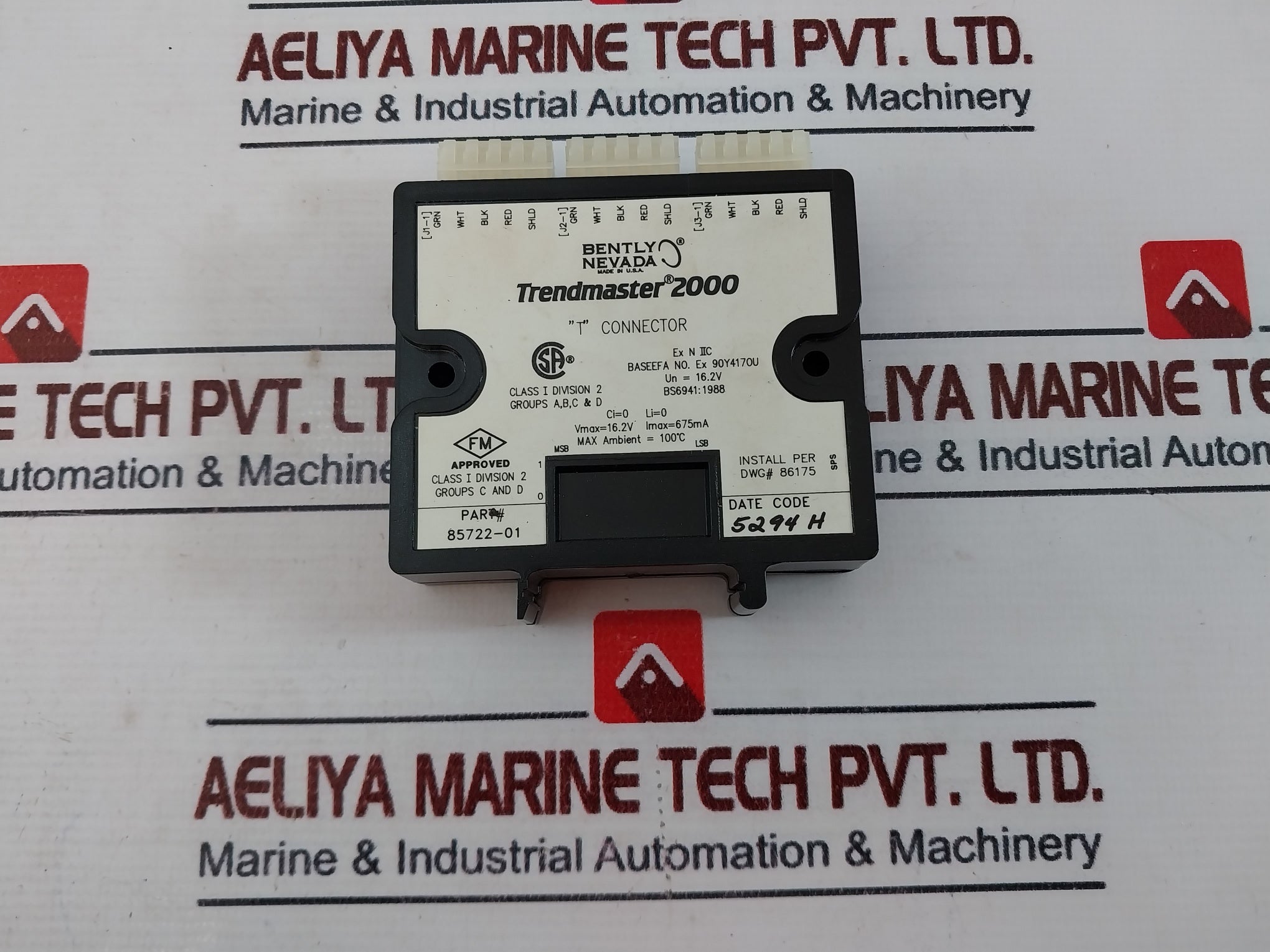 Bently Nevada Trendmaster 2000 T Connector 85722-01 Vmax 16.2v Imax 67 ...