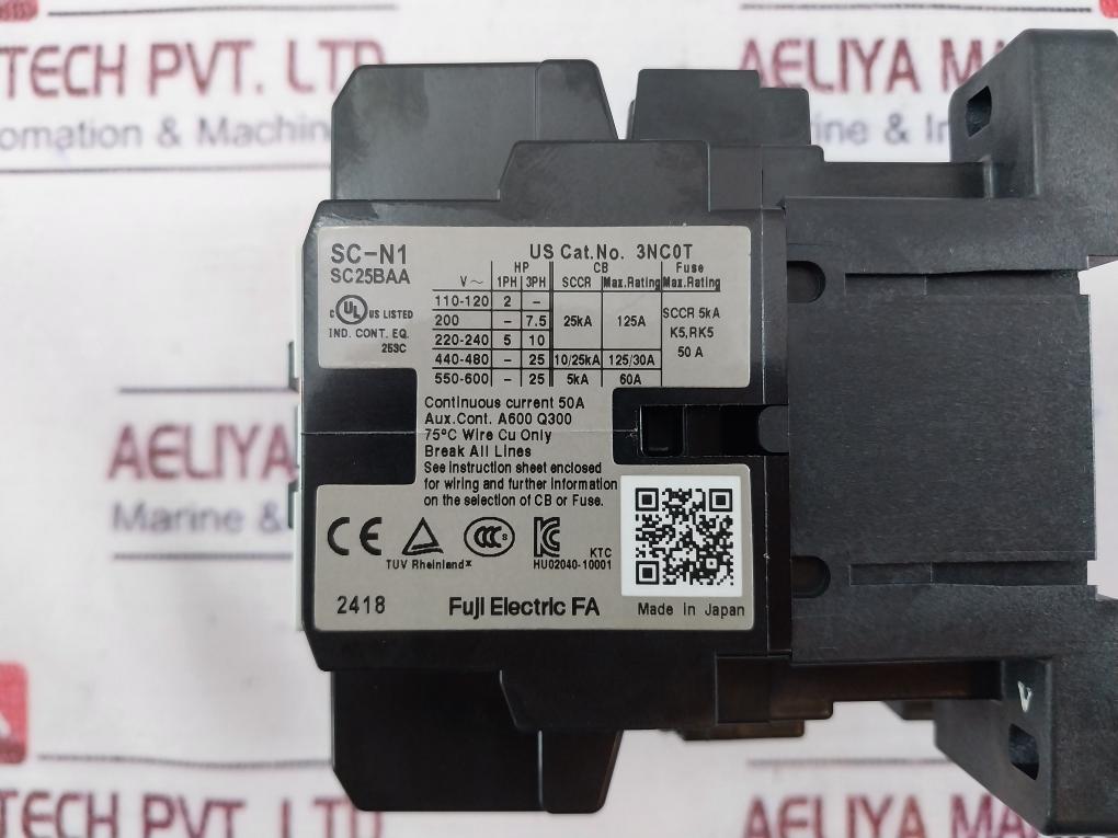 Fuji Electric Sc-n1 [26] Magnetic Contactor 50A 380-400V 50Hz – Aeliya Marine Tech