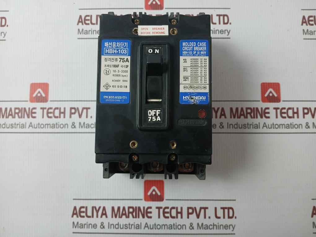 Hyundai Hbh-103 Molded Case Circuit Breaker 660V/75A - Aeliya Marine Tech