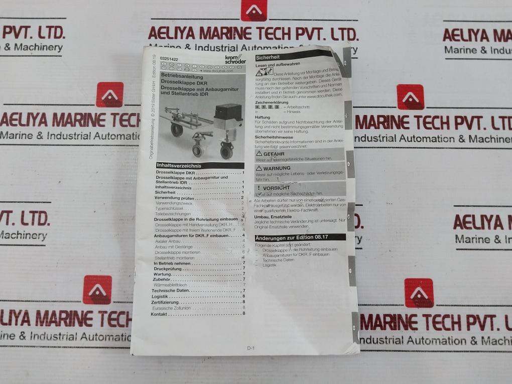 Krom Schroder Dkr 65Z03F350D Throttle Valve 876543210 Ks03149223 ...