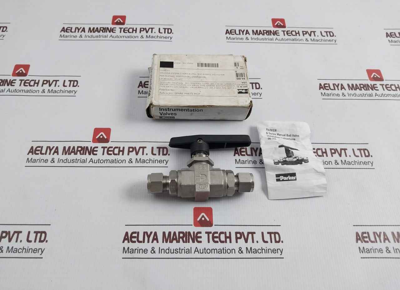 Parker 8A-b8Lj2-ssp-h-3478 2-way Manual Ball Valve B Series 1/2 In. Rev ...