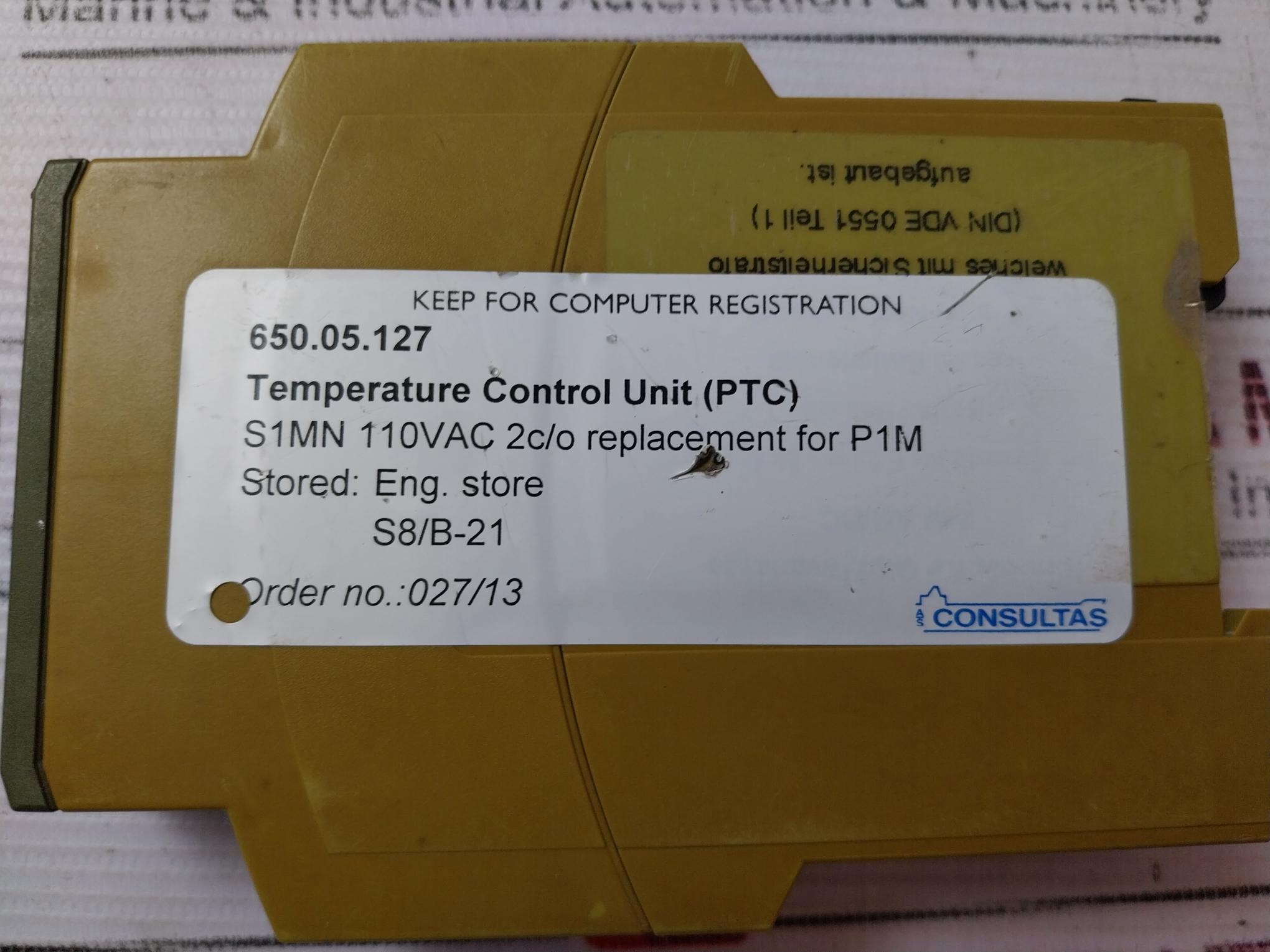 Pilz S1Mn 110Vac 2C/O Thermistor Monitoring Relay 110 Vac 3,5 Va 50-60 ...
