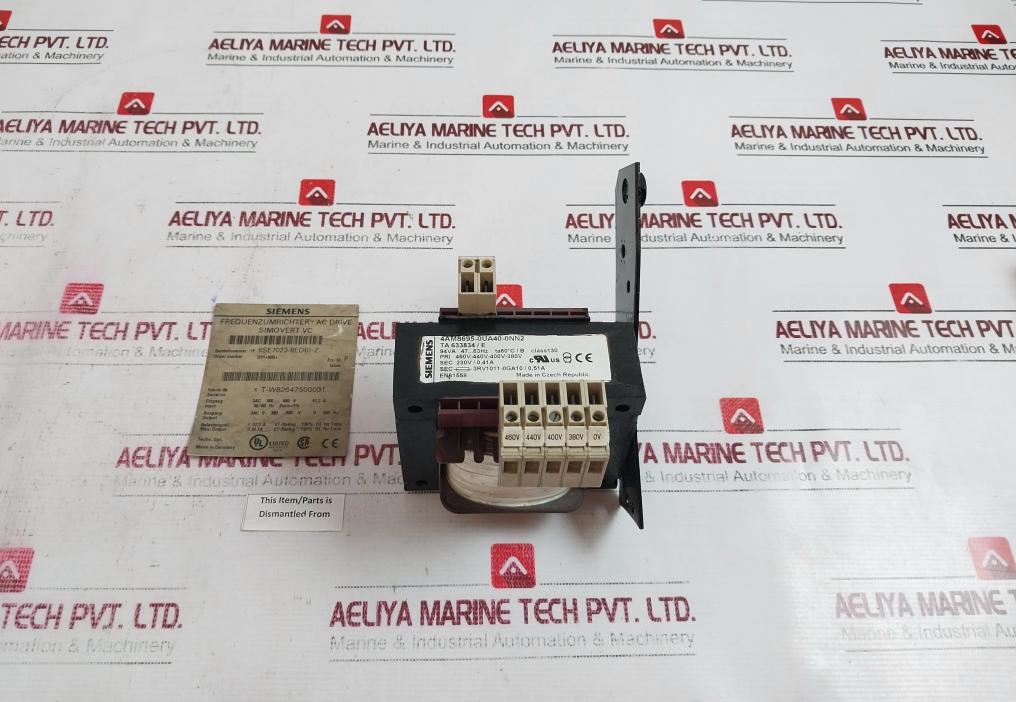 Siemens 4Am8695-0Ua40-0Nn2 Single Phase Power Transformer Ta 633834/E – Aeliya Marine Tech