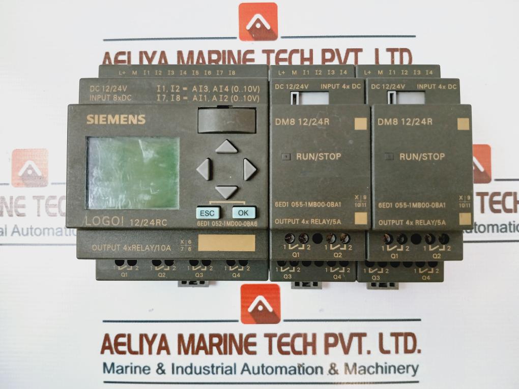 Siemens 6Ed1 052-1Md00-0Ba6 Logo! 12/24Rc Logic Module W/ Dm8 12/24R ...