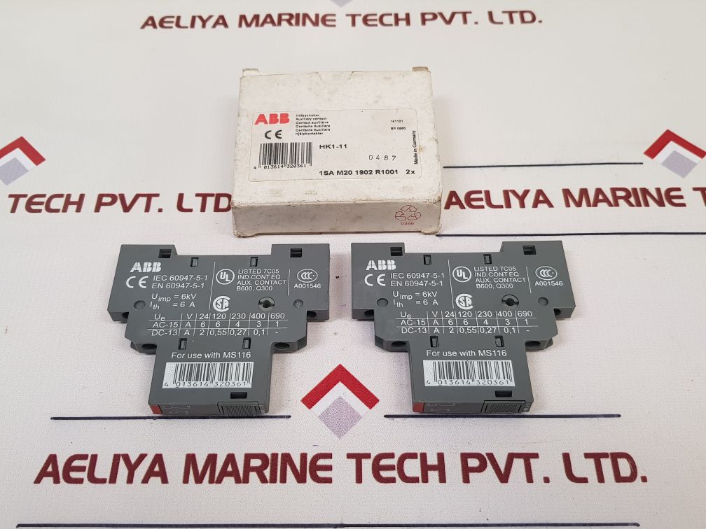 Lot Of 2X Abb Hk1-11 Auxiliary Contact B600 Q300 6A – Aeliya Marine Tech