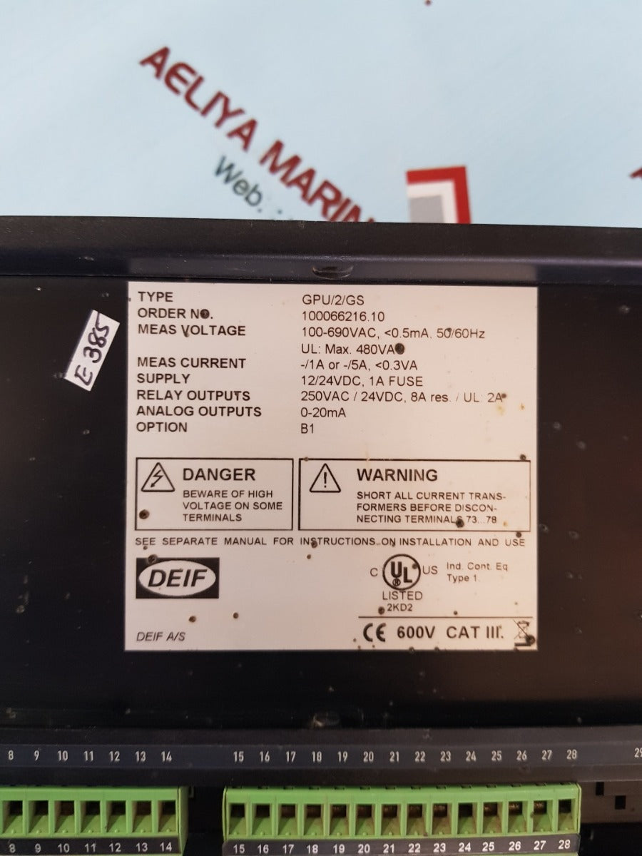 Deif gpu/2/gs generator protection unit – Aeliya Marine Tech