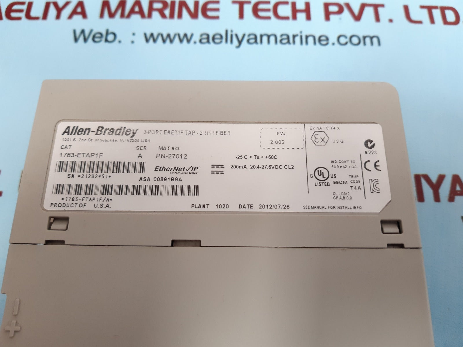 Allen-bradley 1783-etap1f 3-port ethernet/ip tap-2 tp/1 fiber – Aeliya ...