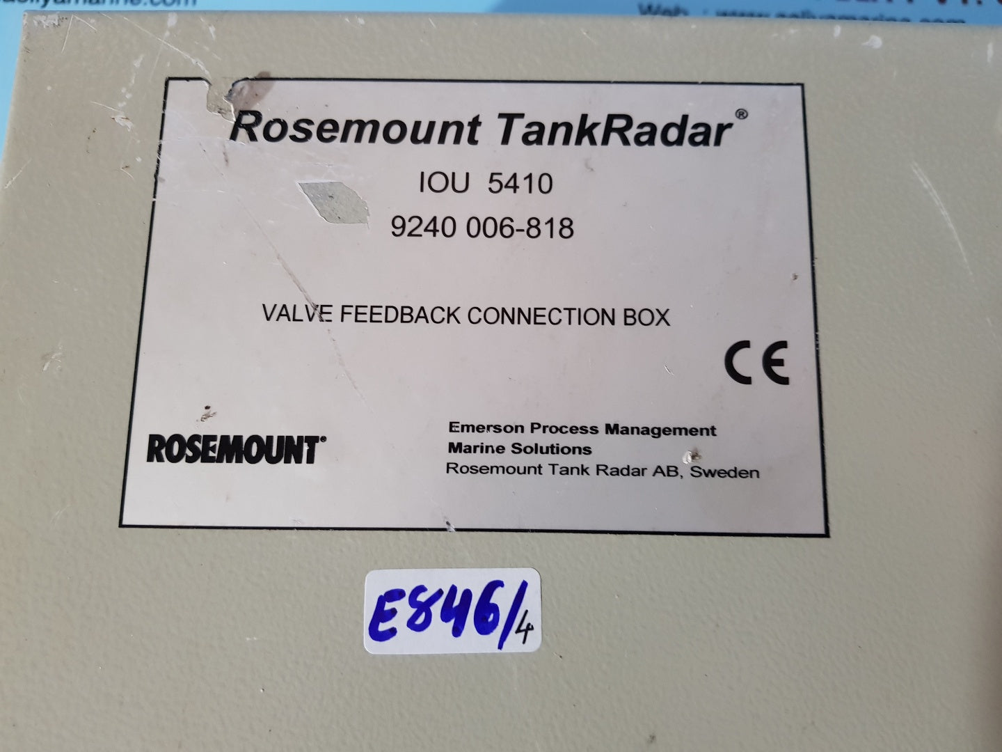 Rosemount tankradar iou 5410 valve feedback connection box 9240 006-818 ...