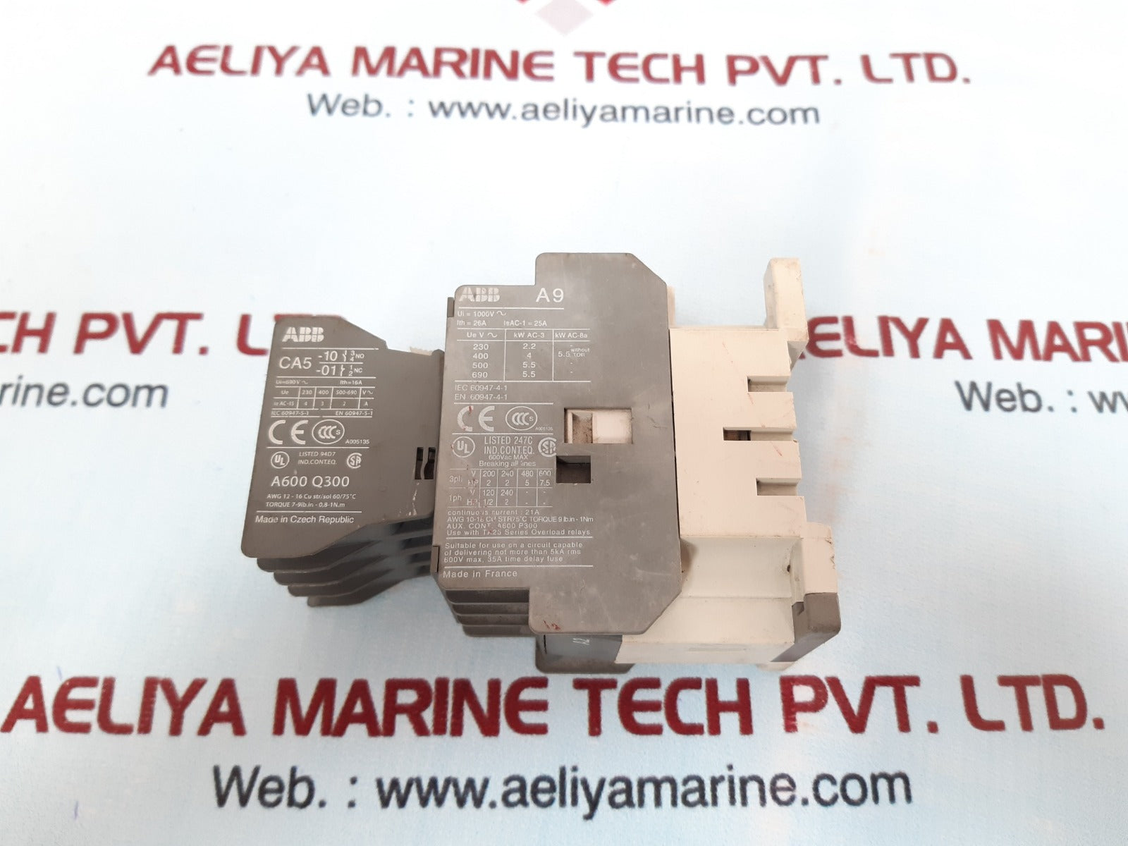 ABB A9/CA5-01 Auxiliary Contactor 26A 1000V – Aeliya Marine Tech
