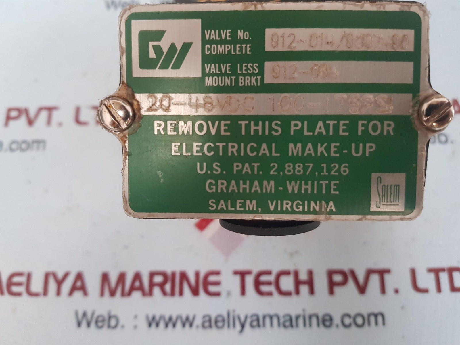 Graham-white 912-014 solenoid valve – Aeliya Marine Tech