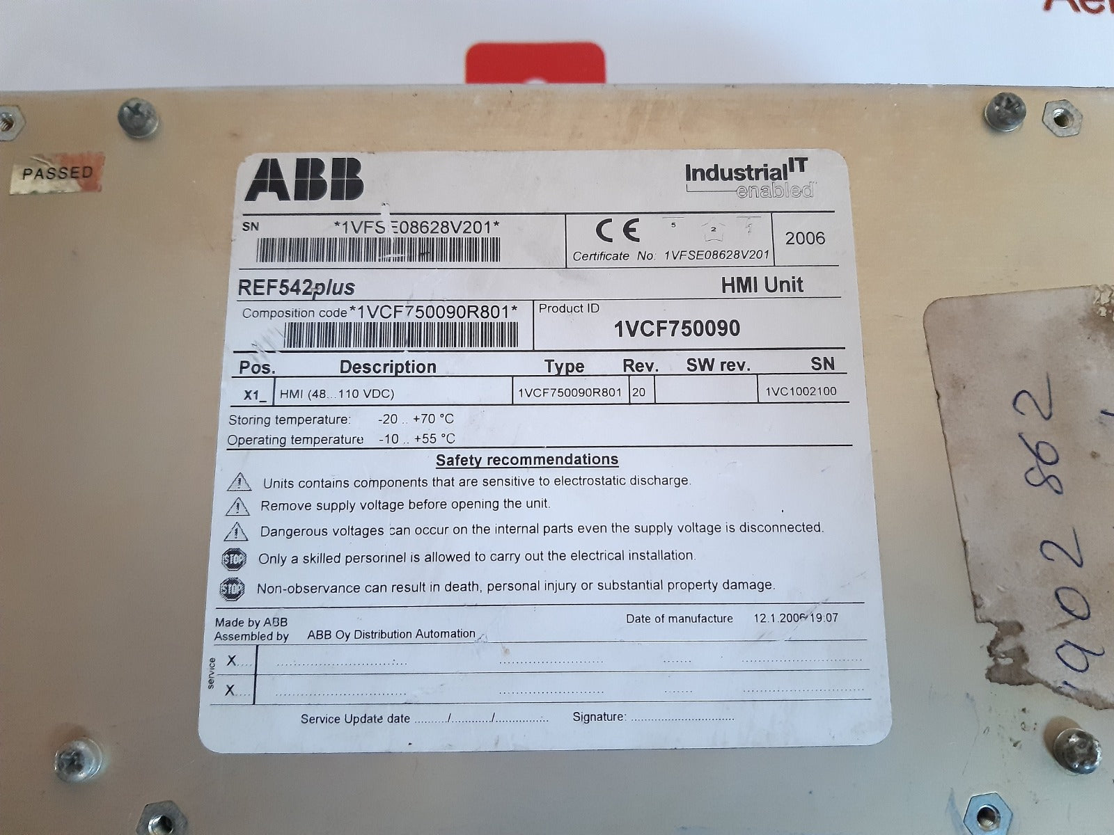 Abb ref542 plus hmi unit 1vcf750090r801 – Aeliya Marine Tech