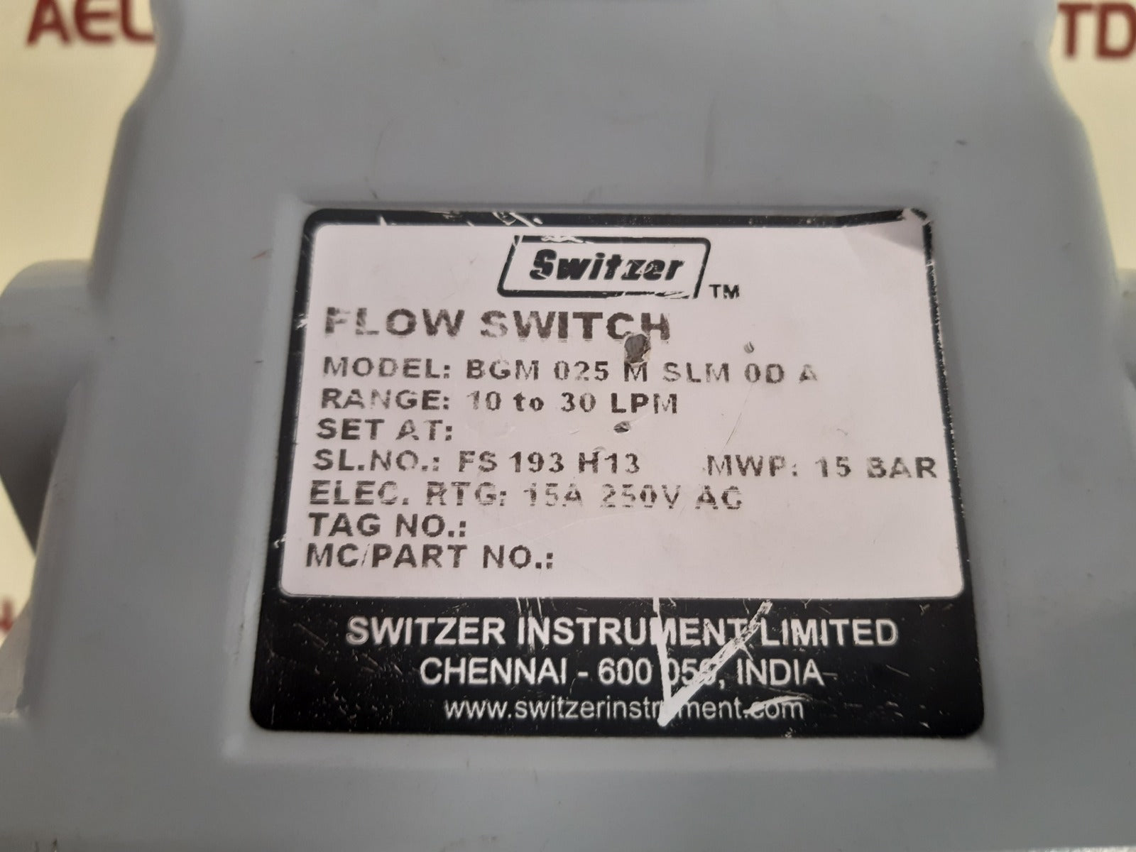 Switzer bgm 025 m slm 0d a flow switch – Aeliya Marine Tech