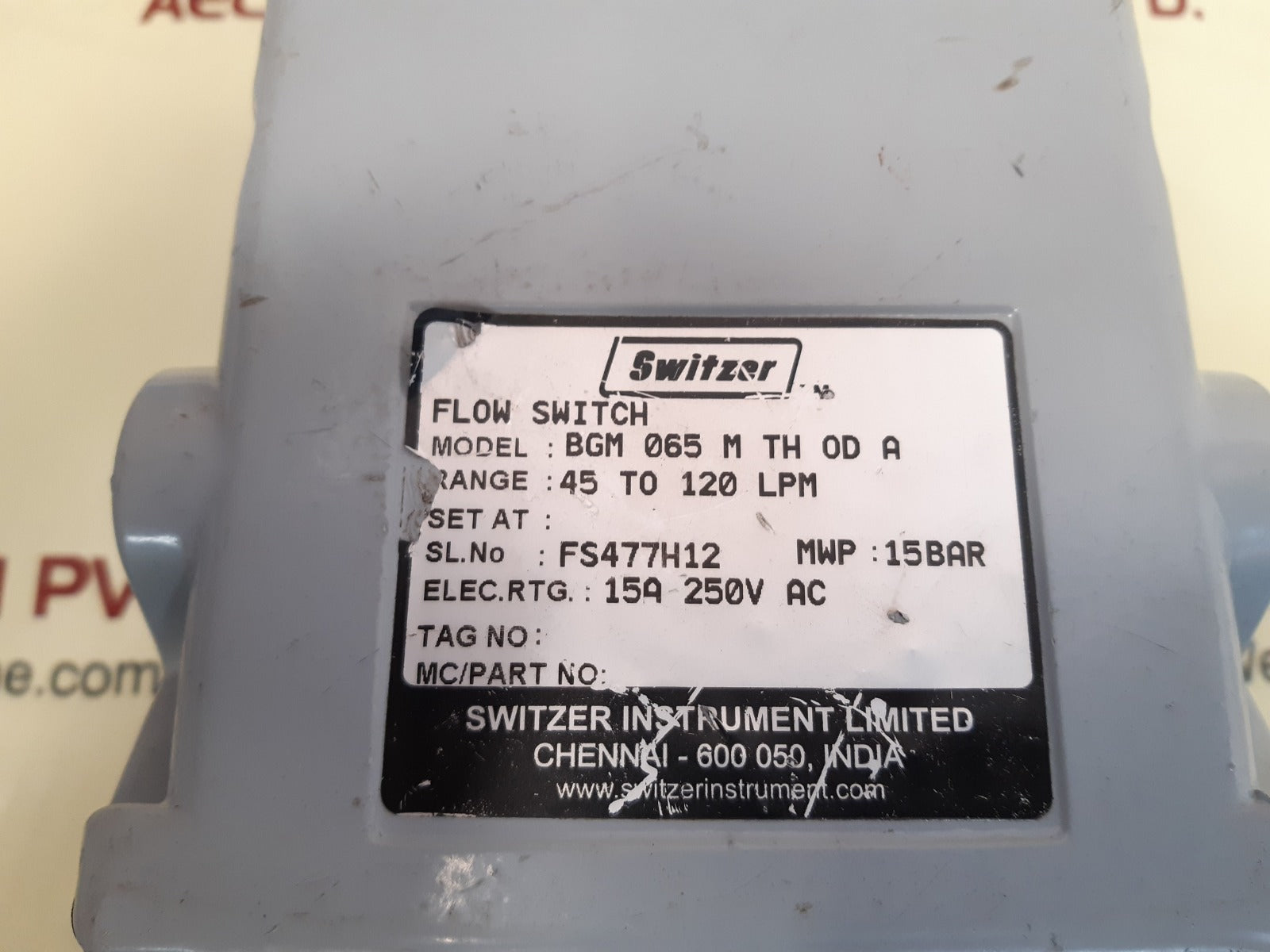 Switzer bgm 065 m th od a flow switch – Aeliya Marine Tech