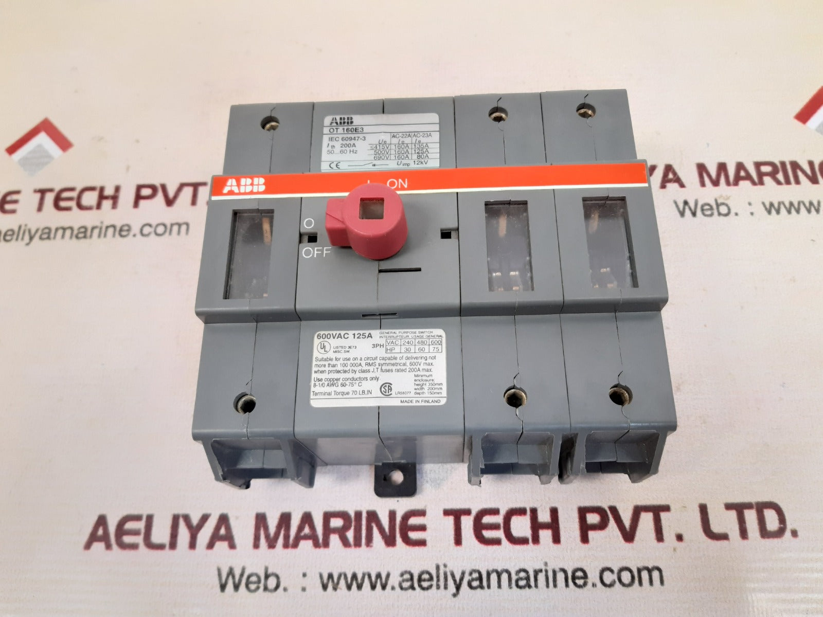 Abb ot160e3 disconnect switch 200a – Aeliya Marine Tech