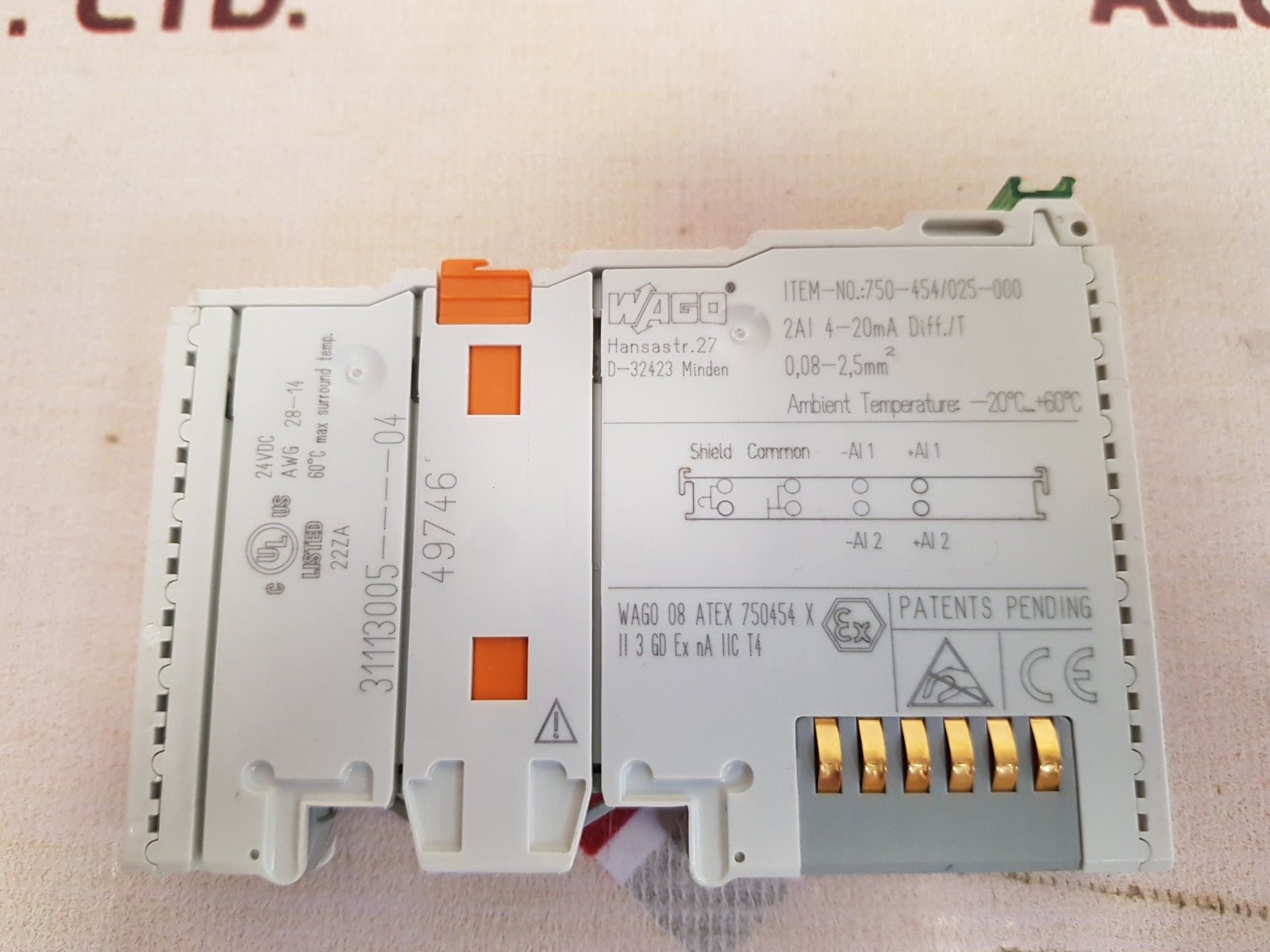 Wago 750-454/025-000 analog input module used – Aeliya Marine Tech®