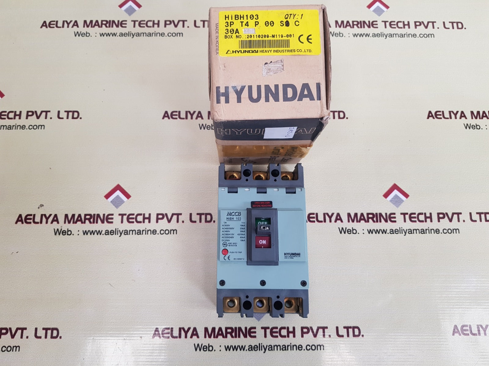Hyundai mccb hibh 103 molded case circuit breaker USed – Aeliya Marine Tech