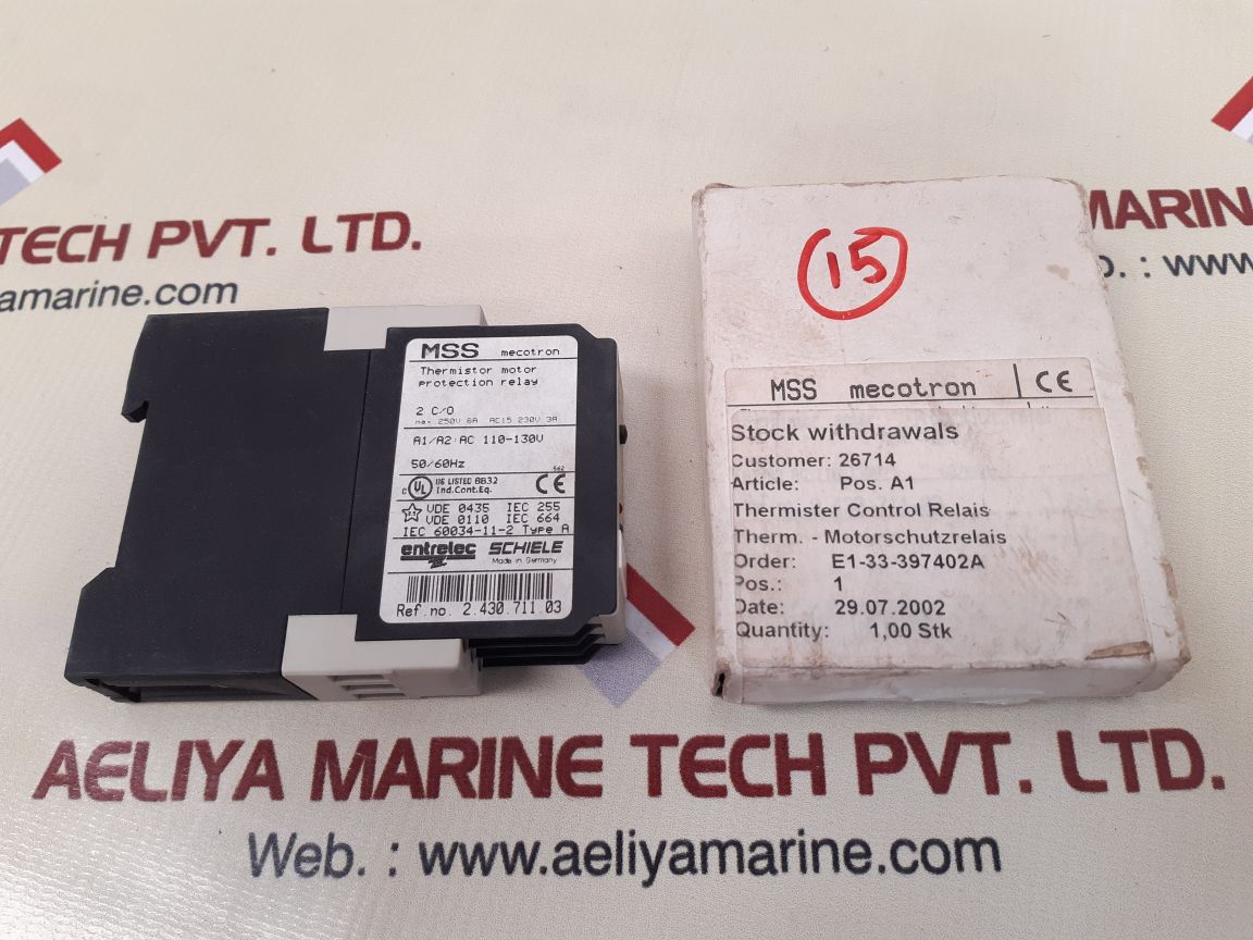 Entrelec schiele mss mecotron thermistor motor protection relay ...