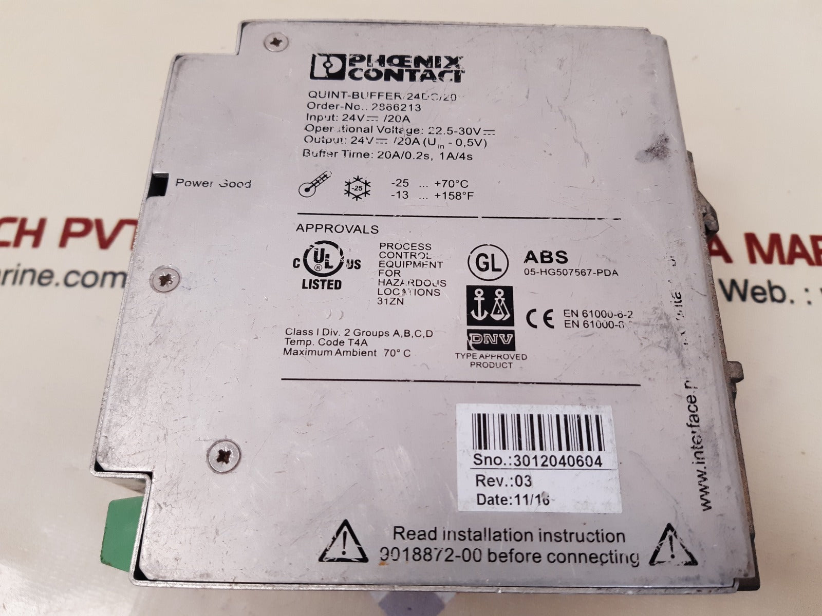 Phoenix contact quint- buffer/24dc/20 power supply – Aeliya Marine Tech