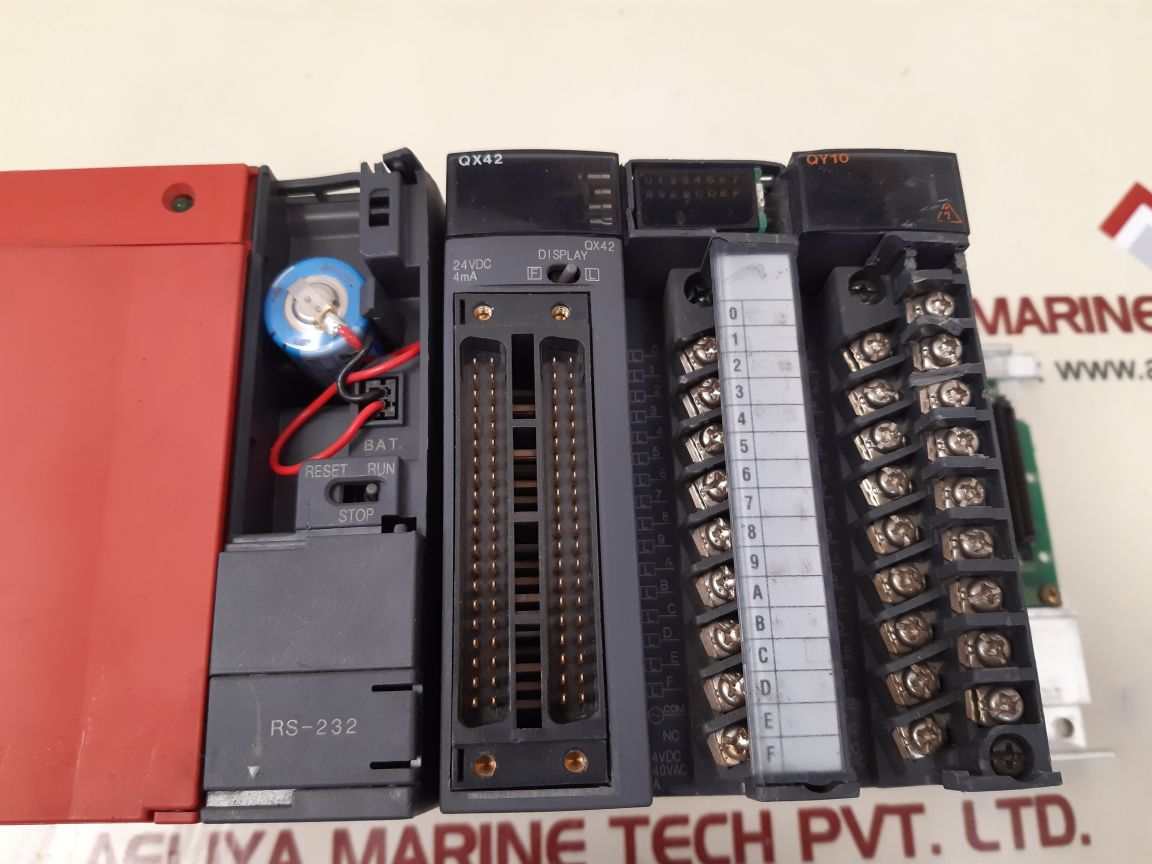 Mitsubishi melsec-q q61p-a2,qx42,qy10 module rack with q35b base unit – Aeliya Marine Tech