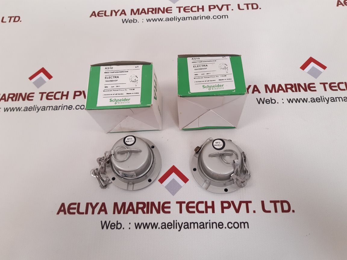 Set of 19x Schneider electric as10 electra metal clad protected socket ...