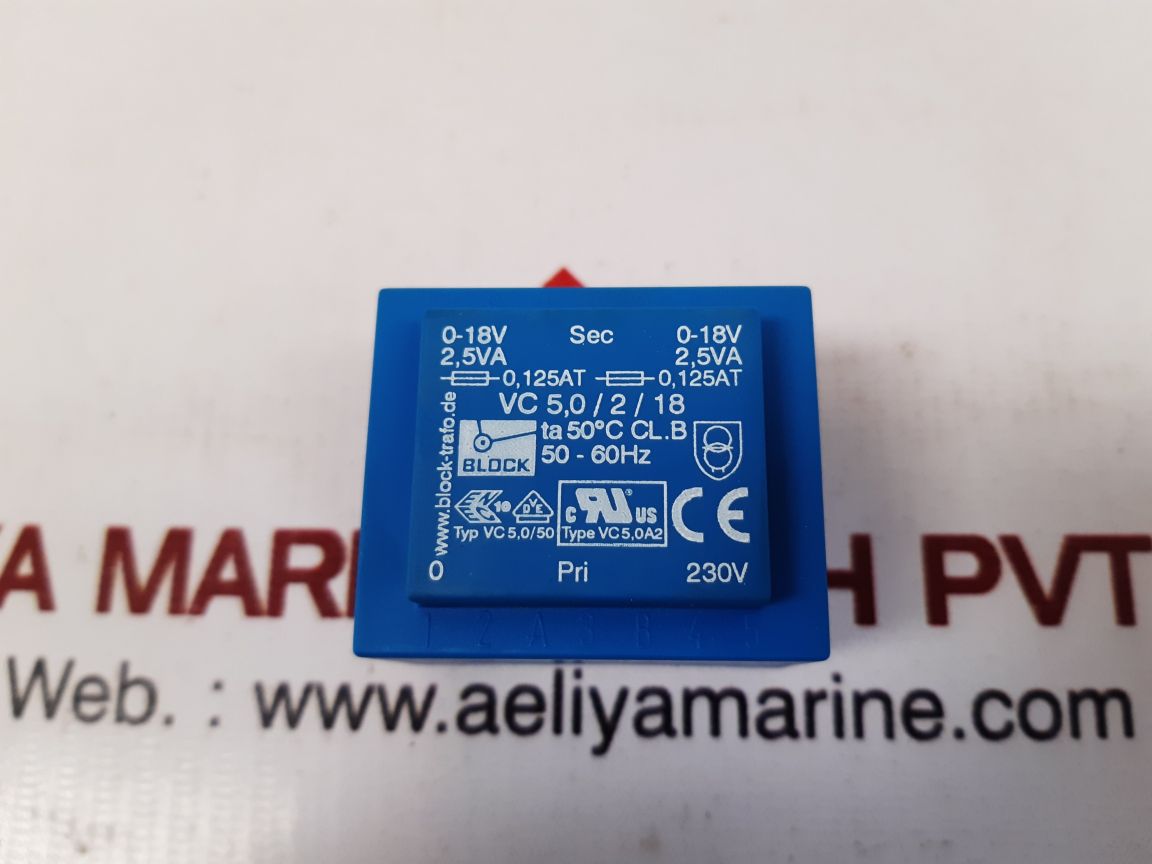 Block-trafo vc 5,0/2/18 transformer vc5,0a2 – Aeliya Marine Tech®