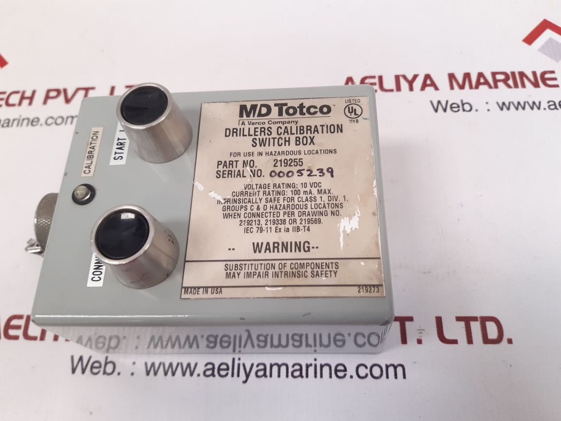 Md totco 219255 drillers calibration switch box Used – Aeliya Marine Tech