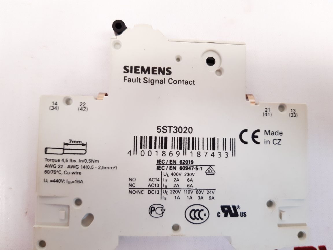 Siemens 5st3020 fault signal contact – Aeliya Marine Tech