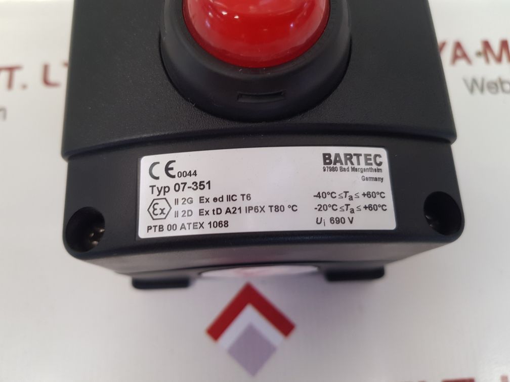 Bartec 07-351 Emergency Red Push Button Atex 690 V 07-3511-90Lrr ...