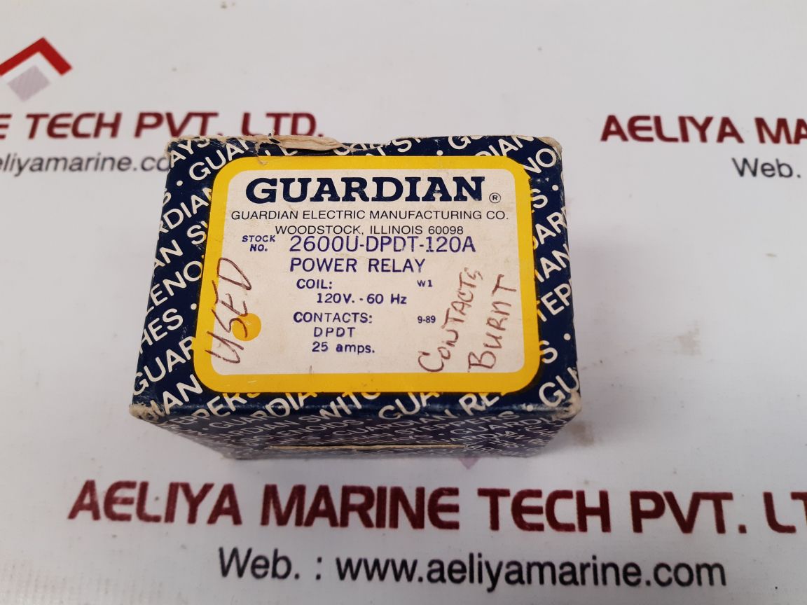 Guardian Electric 2600U-dpdt-120A Power Relay 120V 60Hz – Aeliya Marine ...