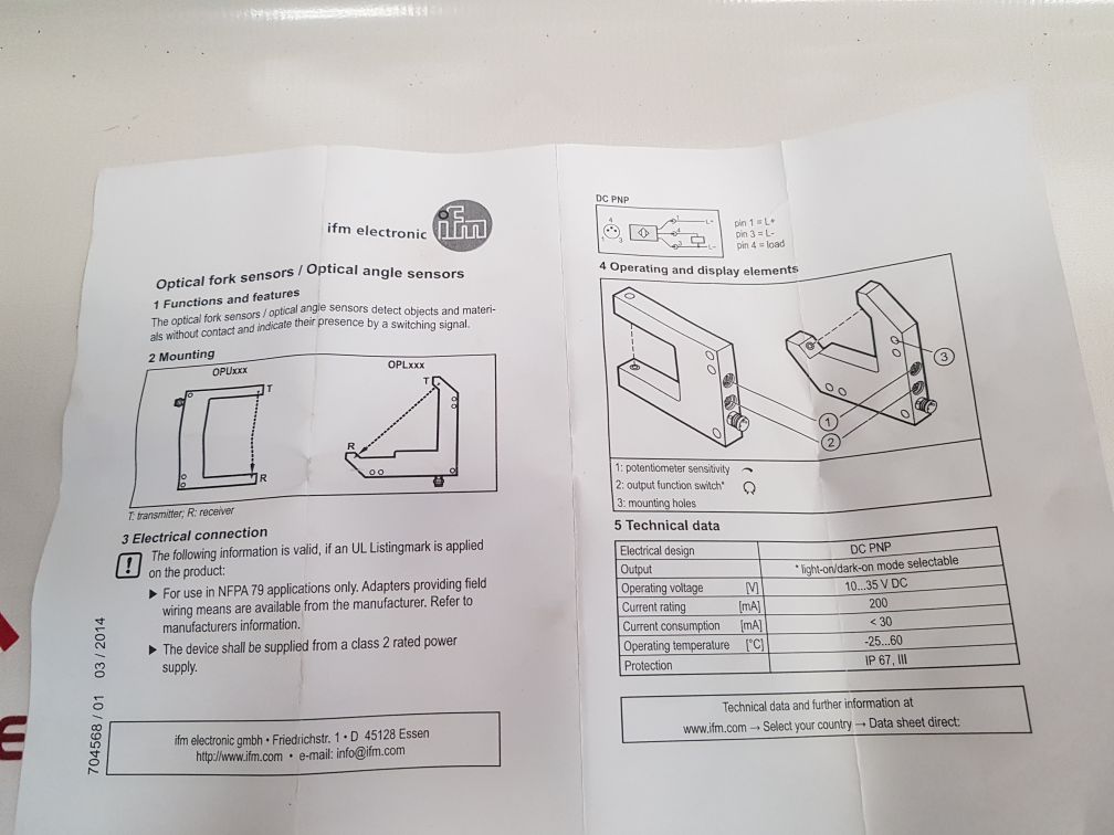 Ifm Opu201 Optical Fork Sensor – Aeliya Marine Tech