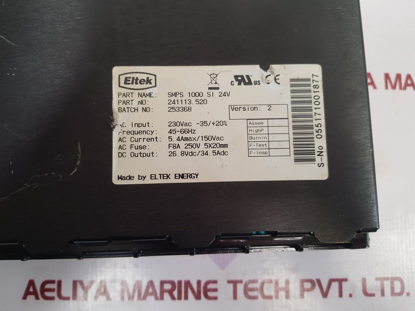 Eltek Smps 1000 Si 24V Power Supply Version : 2 – Aeliya Marine Tech