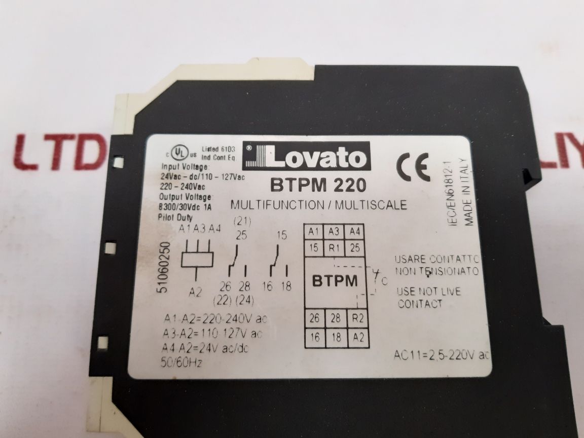 Lovato Btpm 220 Timer Relay – Aeliya Marine Tech