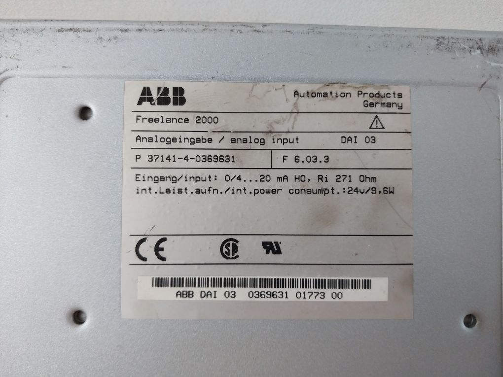 ABB DAI 03 P 37141-4-0369631 Analog Input Module Freelance 2000 ...