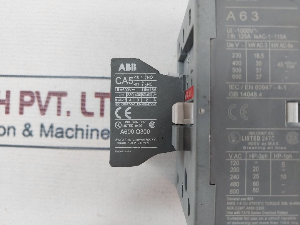ABB A63-30 Magnetic Contactor Use With TA75 Series Overload Relays ...