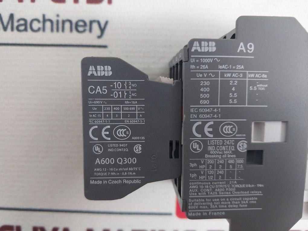 Abb A9 Ca5-01 Contactor Relay With Cal5-11 Auxiliary Contact Set – Aeliya Marine Tech