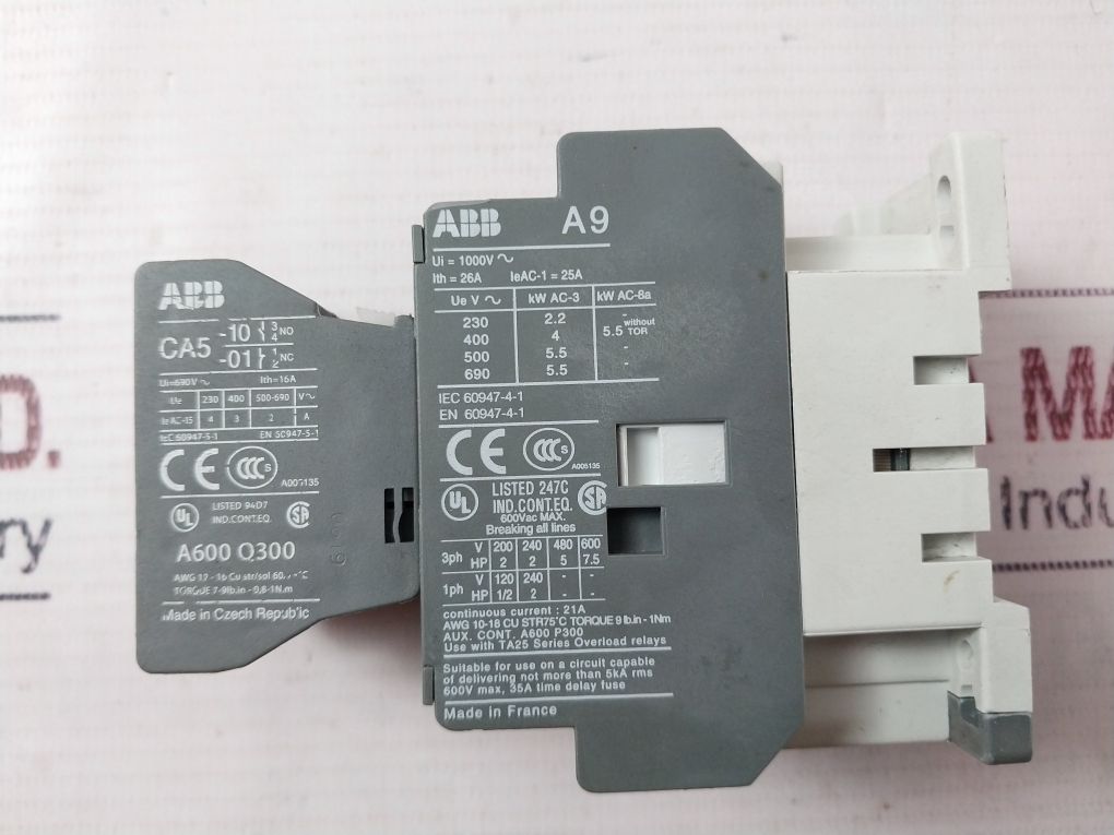 Abb Ca5-10 Contactor ,Ta25 Du Relay With Cal5-11 Auxiliary Contact Blo – Aeliya Marine Tech®