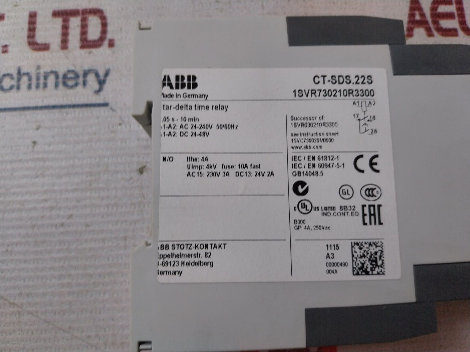 Abb Ct-sds.22S Star-delta Electronic Time Relay 1Svr730210R3300 ...