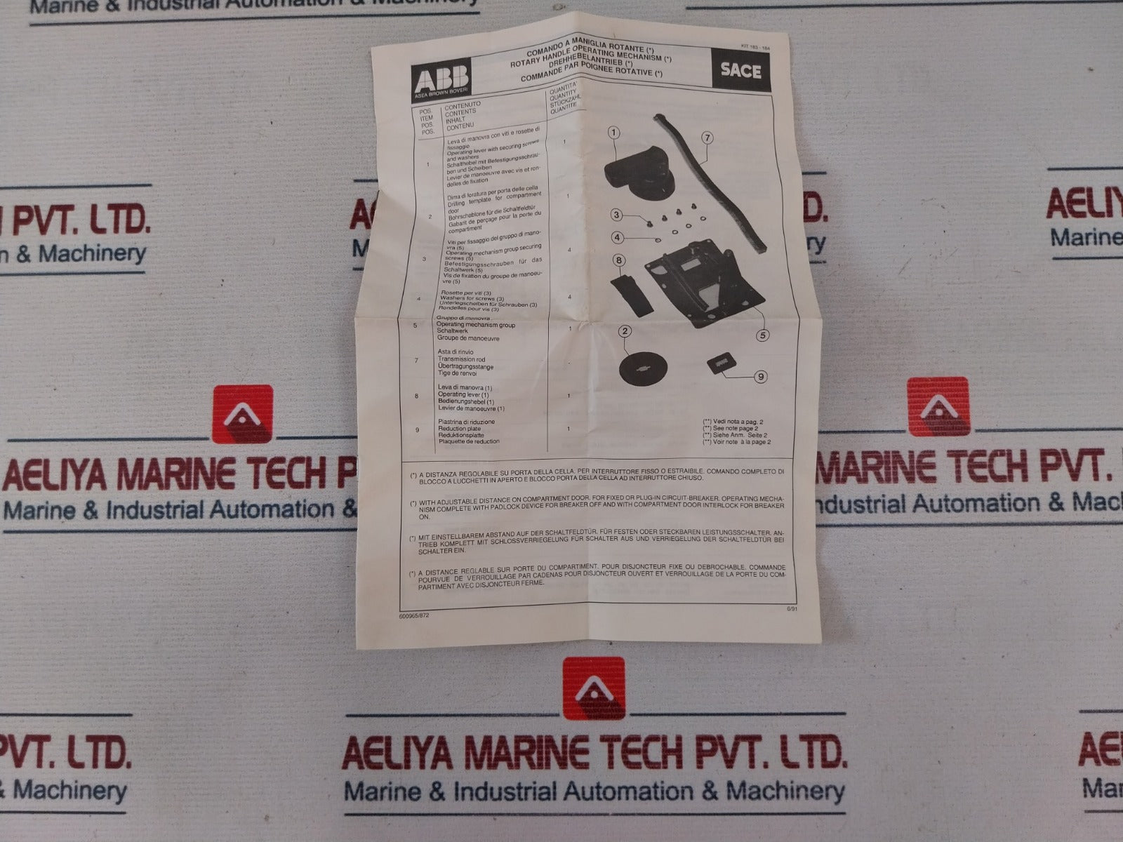 Abb Ln 100 125 Rotary Handle Operating Mechanism Set – Aeliya Marine Tech
