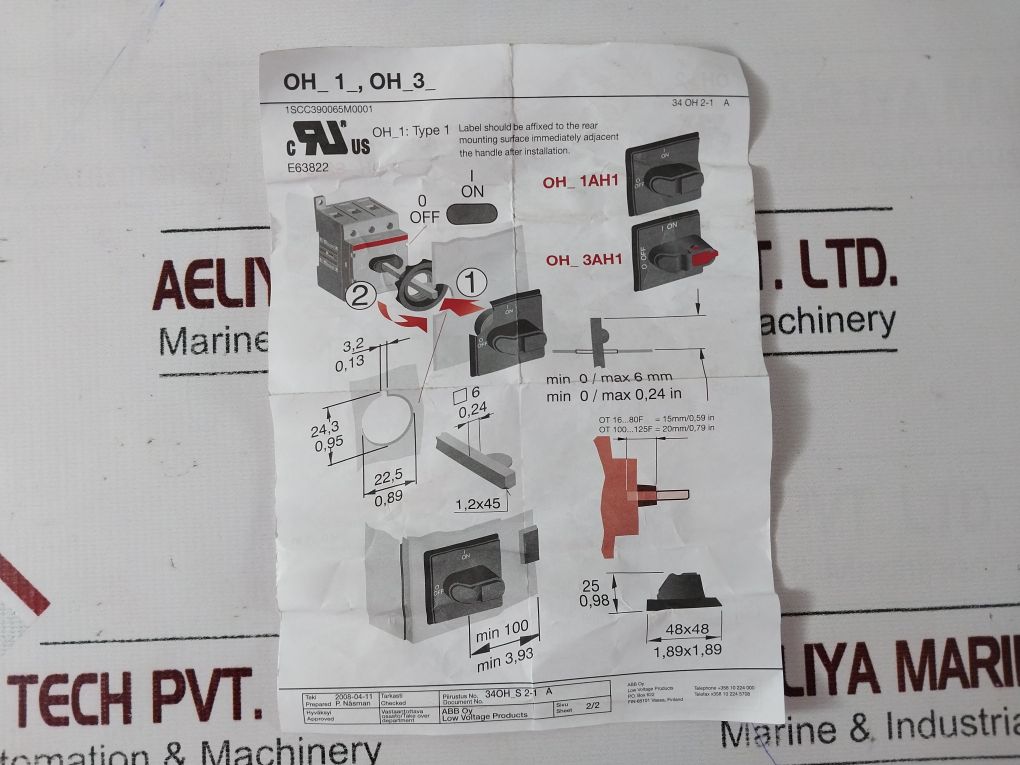 Abb Ohbs 2Aj1 Control Handle Operator – Aeliya Marine Tech