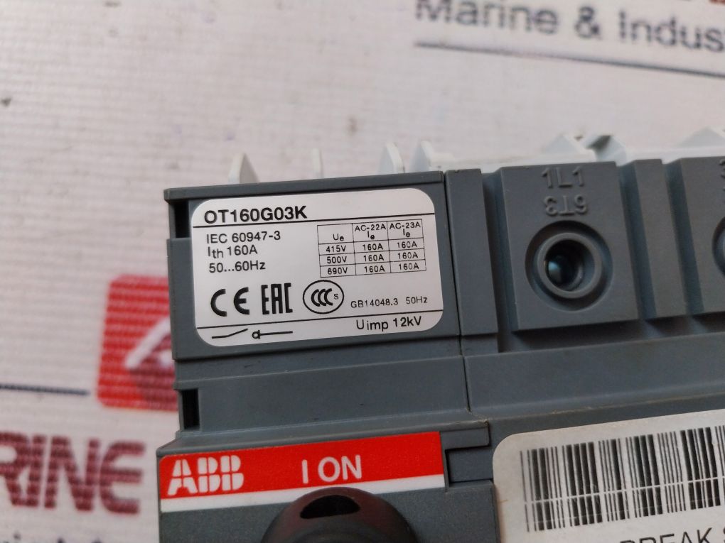 Abb Ot160G03K 3 Phase Load Break Switch 250Vdc – Aeliya Marine Tech®