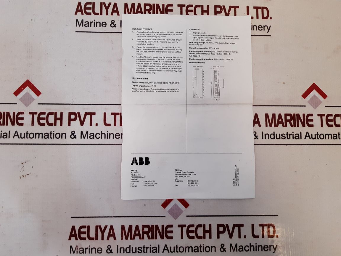 Abb rdco-03c fiber optic adaptor – Aeliya Marine Tech