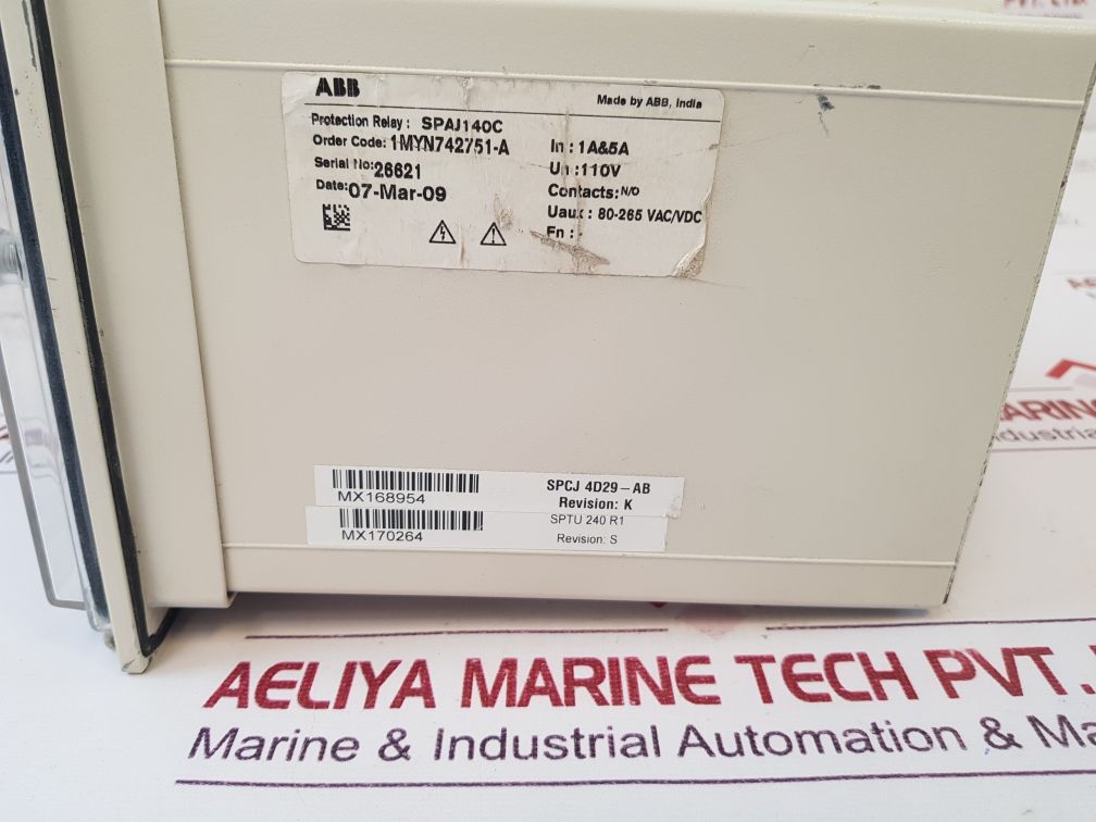 Abb Spaj 140 C Integrated Protective Relay 110V 50Hz 80-265 Vac/Vdc ...