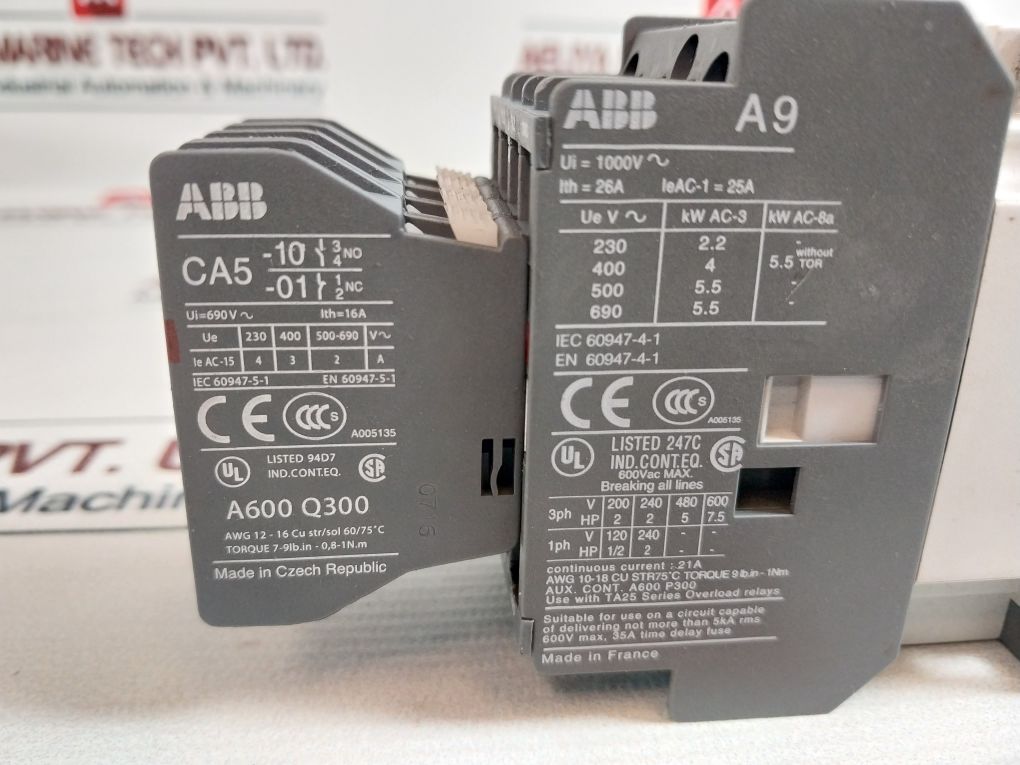 Abb Ta25 Du Relay,Ca5-10 Contactor With Cal5-11 Auxiliary Contact Bloc ...