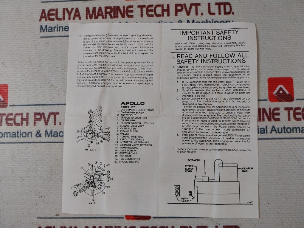 Apollo Am-5 Aquarium Air Pump – Aeliya Marine Tech