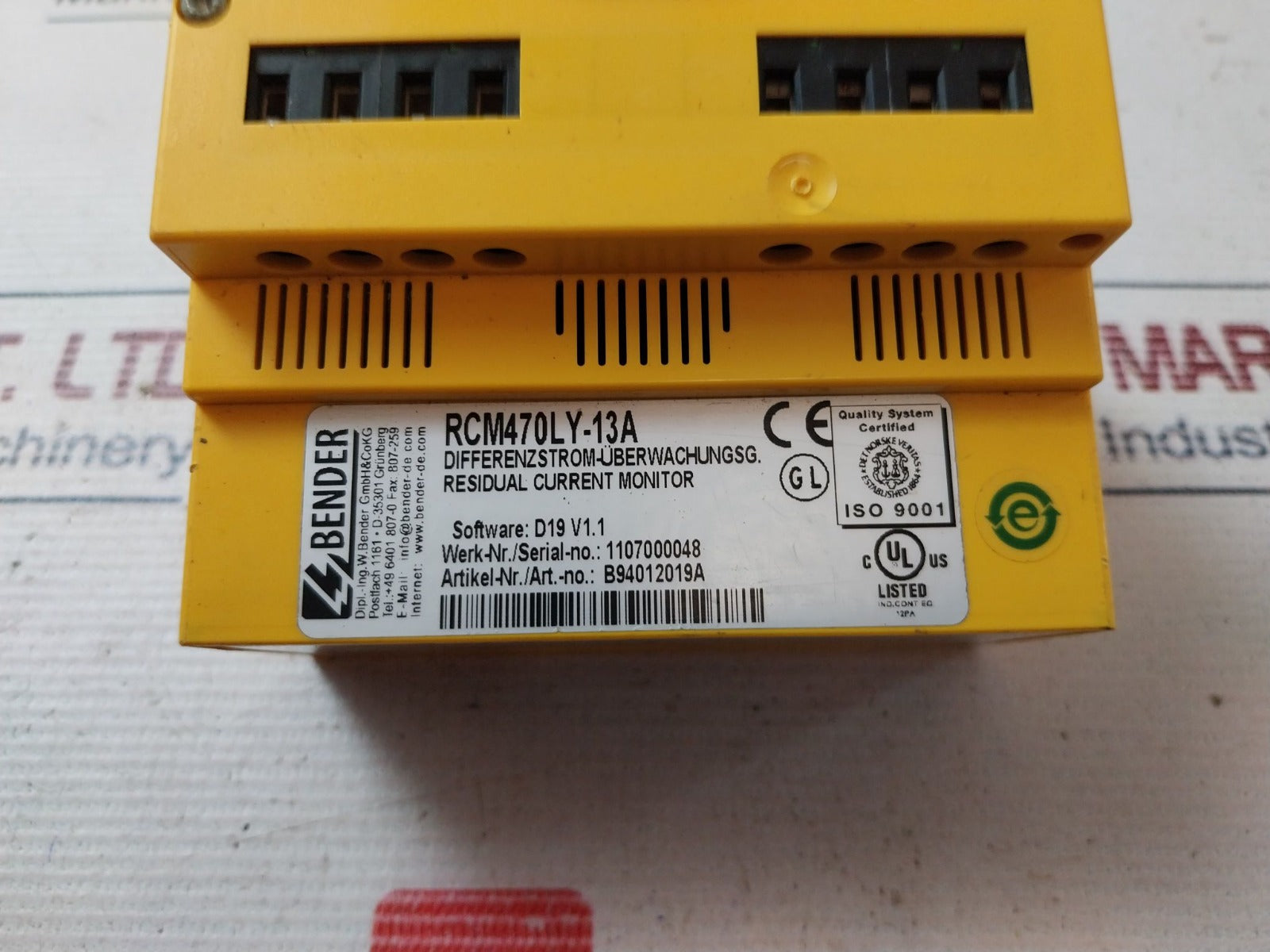 Bender Rcm470Ly-13A Residual Current Monitor Ac 250V 5A – Aeliya Marine ...