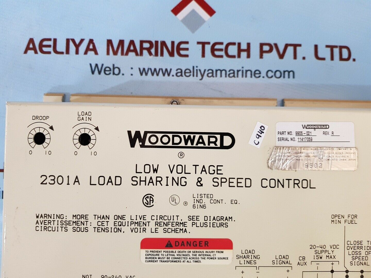 Woodward 9905-021 low voltage 2301a load sharing & speed control rev.r ...