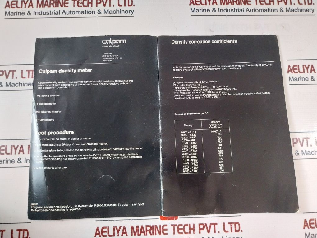 Calpam Test Procedure Density Meter 10/16A 250V – Aeliya Marine Tech
