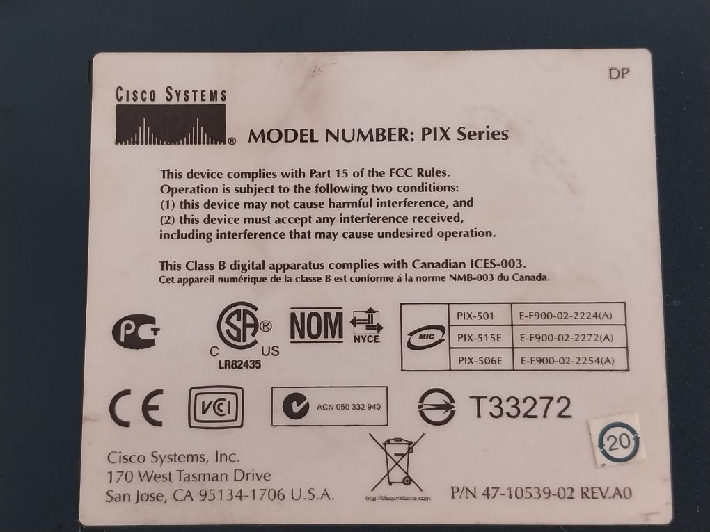 Cisco Systems Pix 501 Firewall With Connector – Aeliya Marine Tech